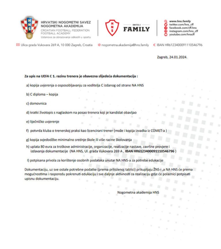 MNS Program obrazovanja trenera C kategorije za stjecanje mikrokvalifikacije, trenera/ice ...